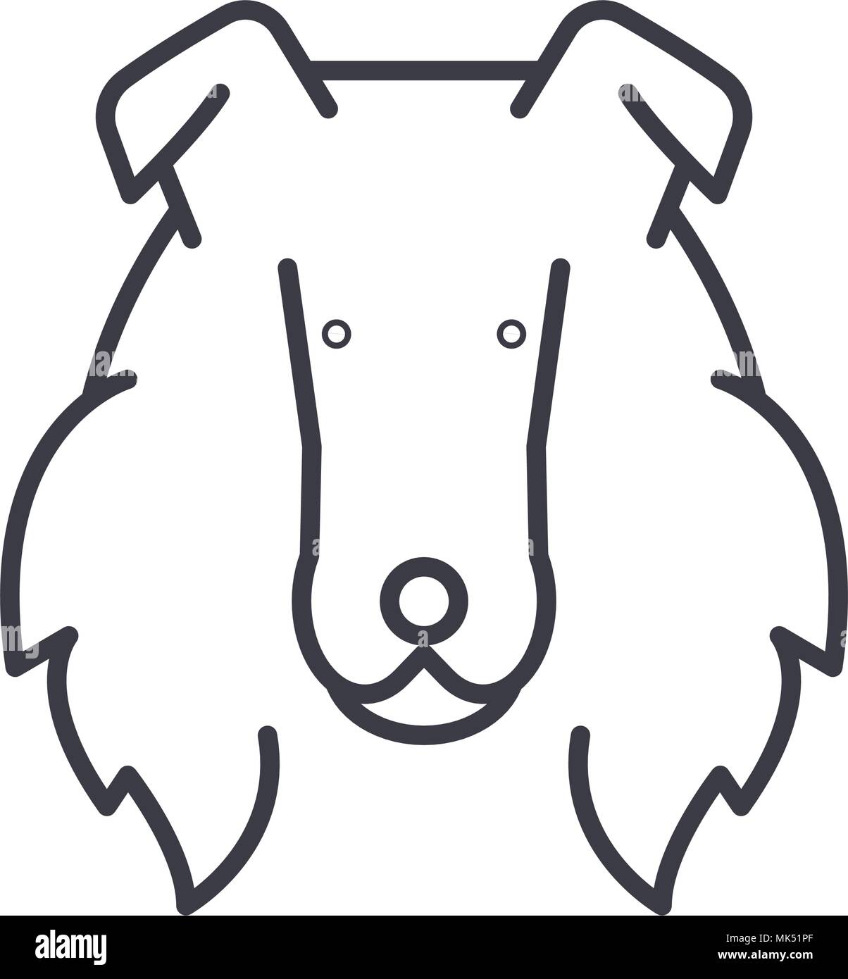 collie vector line icon, sign, illustration on background, editable ...