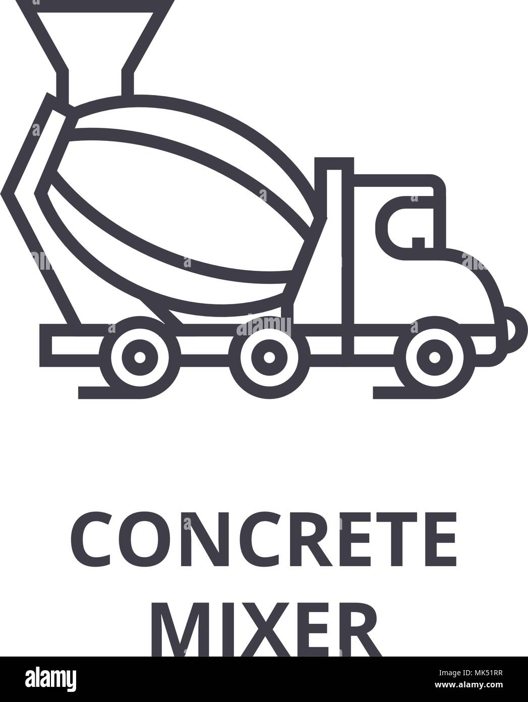 concrete mixer vector line icon, sign, illustration on background ...