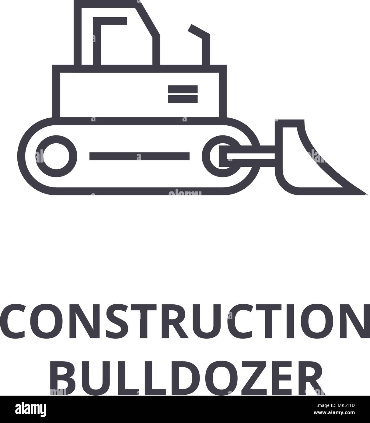 construction bulldozer vector line icon, sign, illustration on ...