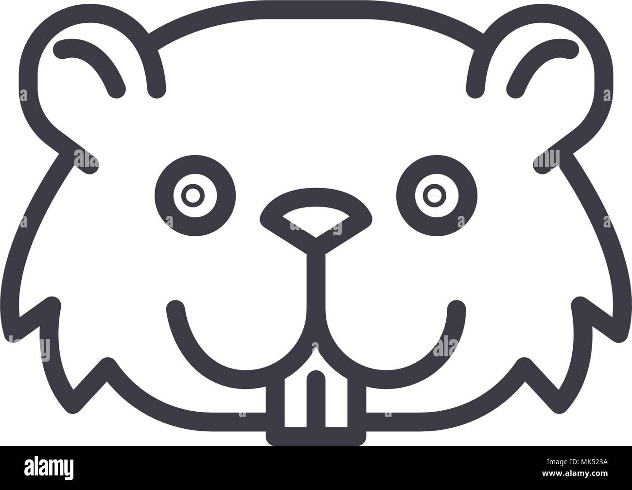 cute mouse head vector line icon, sign, illustration on background ...