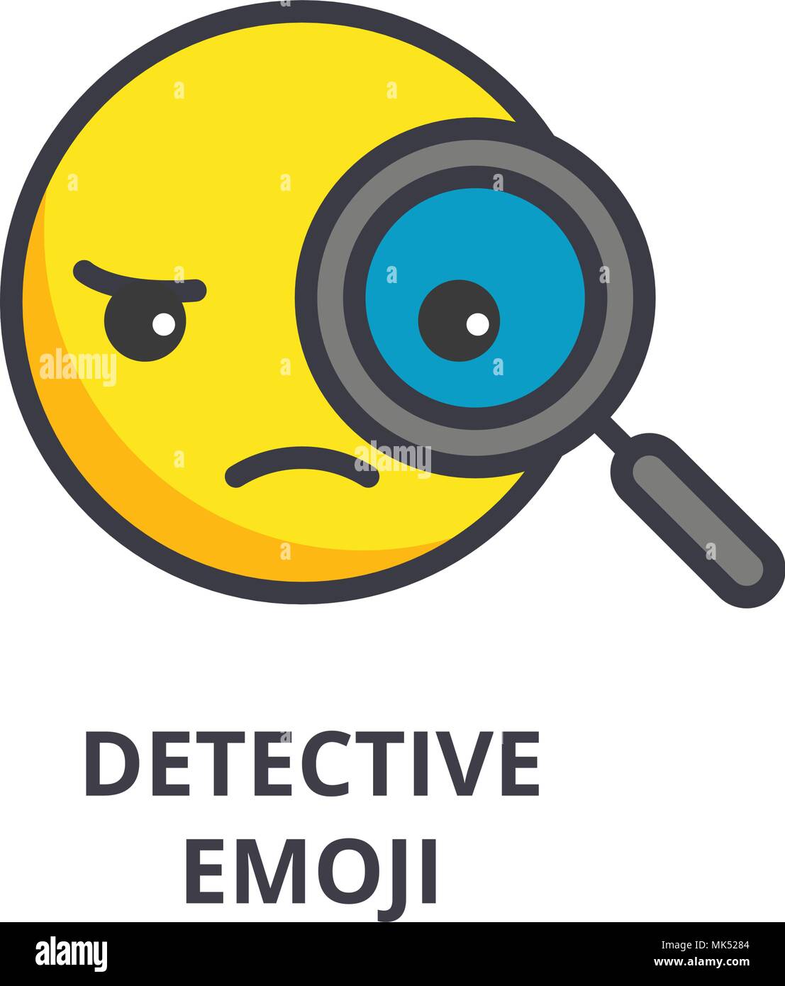 detective emoji vector line icon, sign, illustration on background ...
