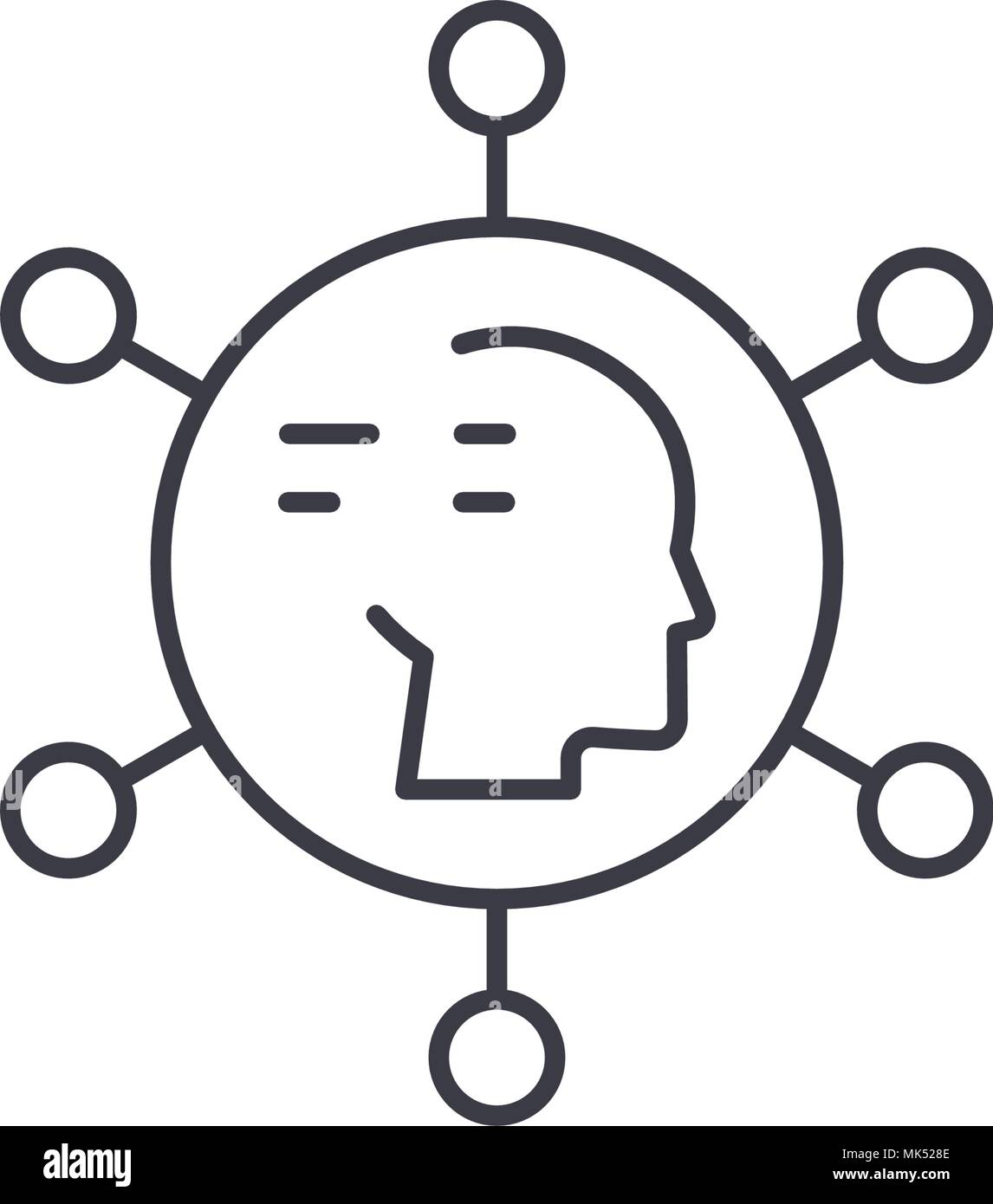 different digital ideas vector line icon, sign, illustration on ...