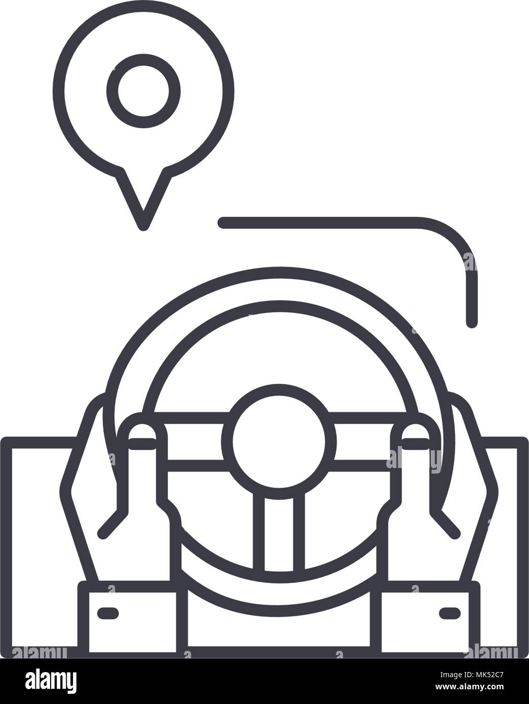 drive route vector line icon, sign, illustration on background ...