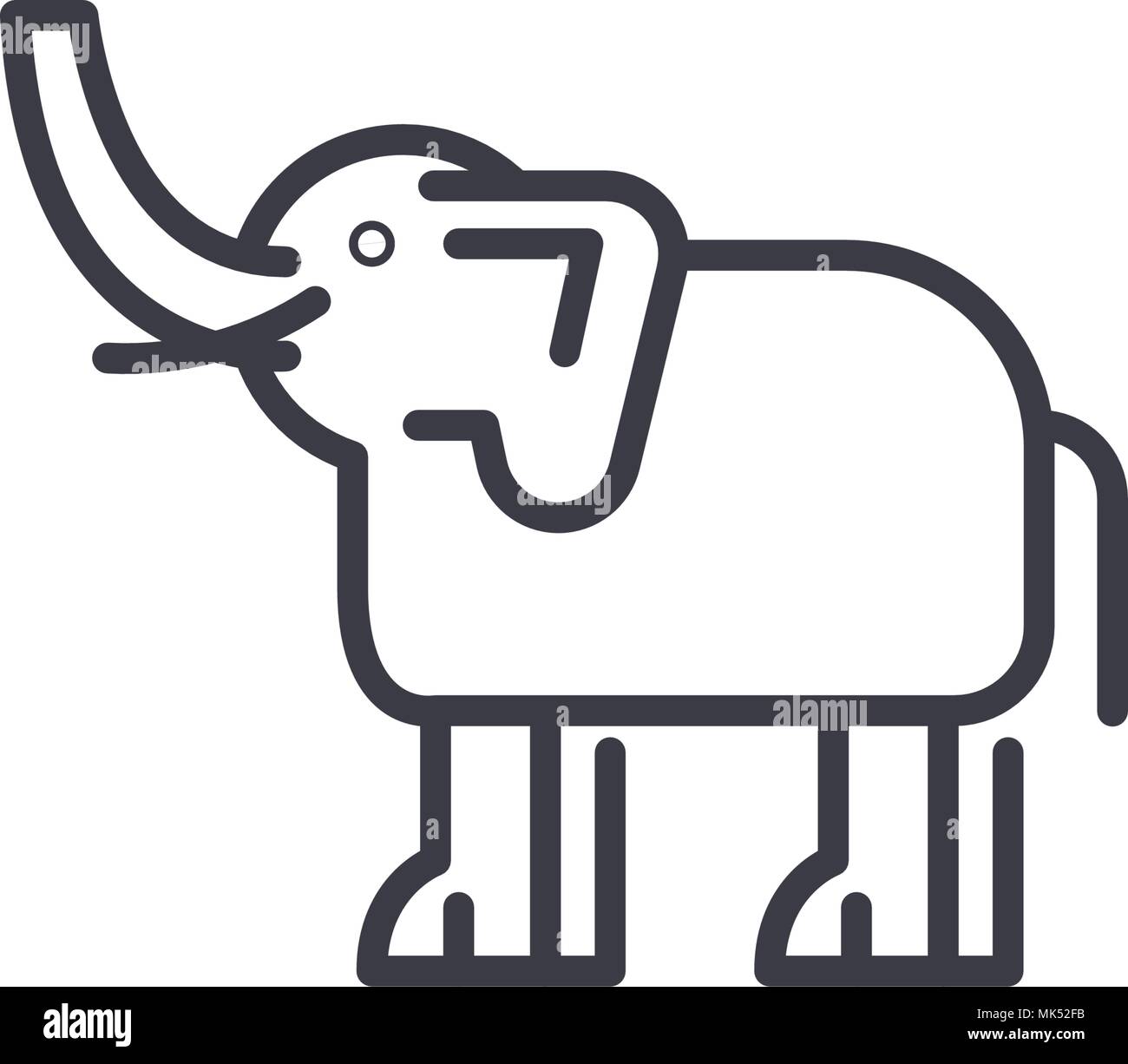 elephant vector line icon, sign, illustration on background, editable ...