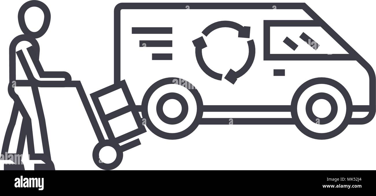 express freight loading vector line icon, sign, illustration on ...