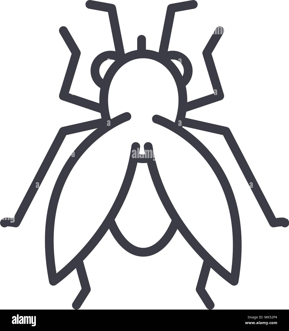 fly vector line icon, sign, illustration on background, editable ...