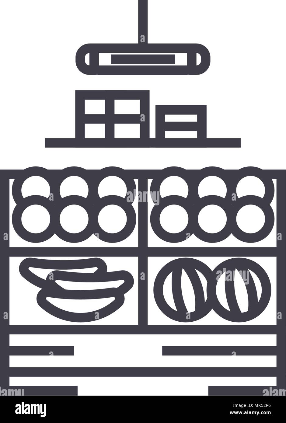 food storage vector line icon, sign, illustration on background ...