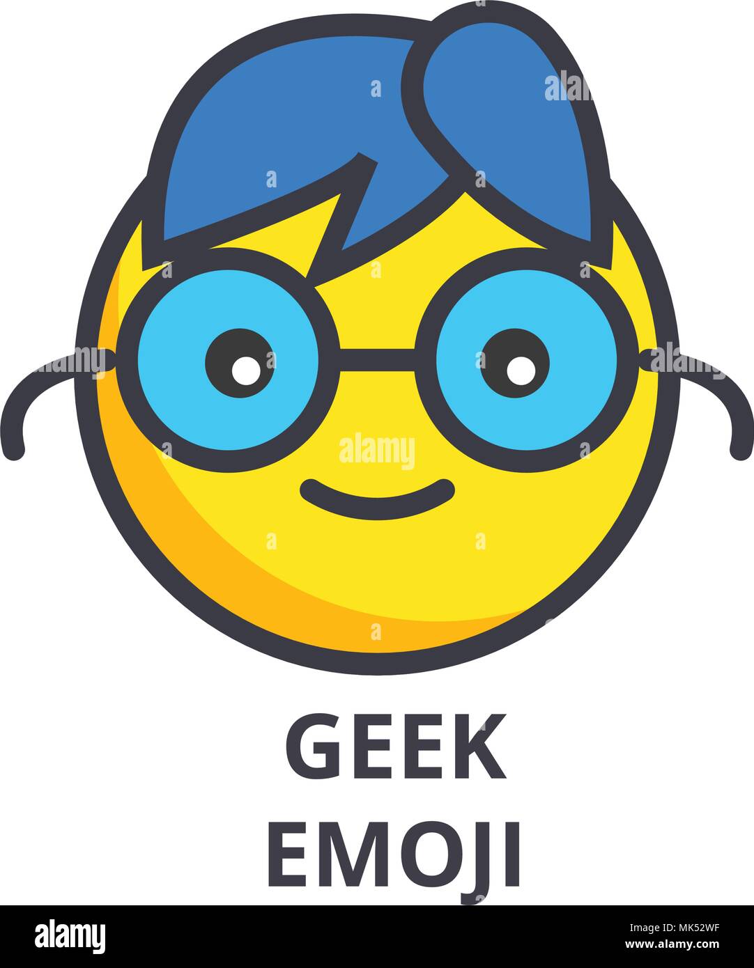 geek emoji vector line icon, sign, illustration on background, editable ...