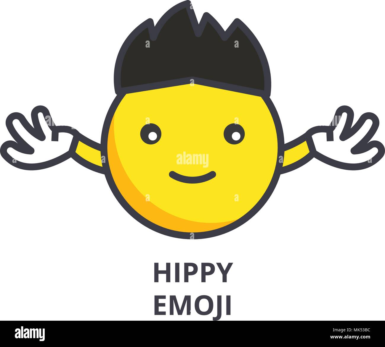 hippy emoji vector line icon, sign, illustration on background ...