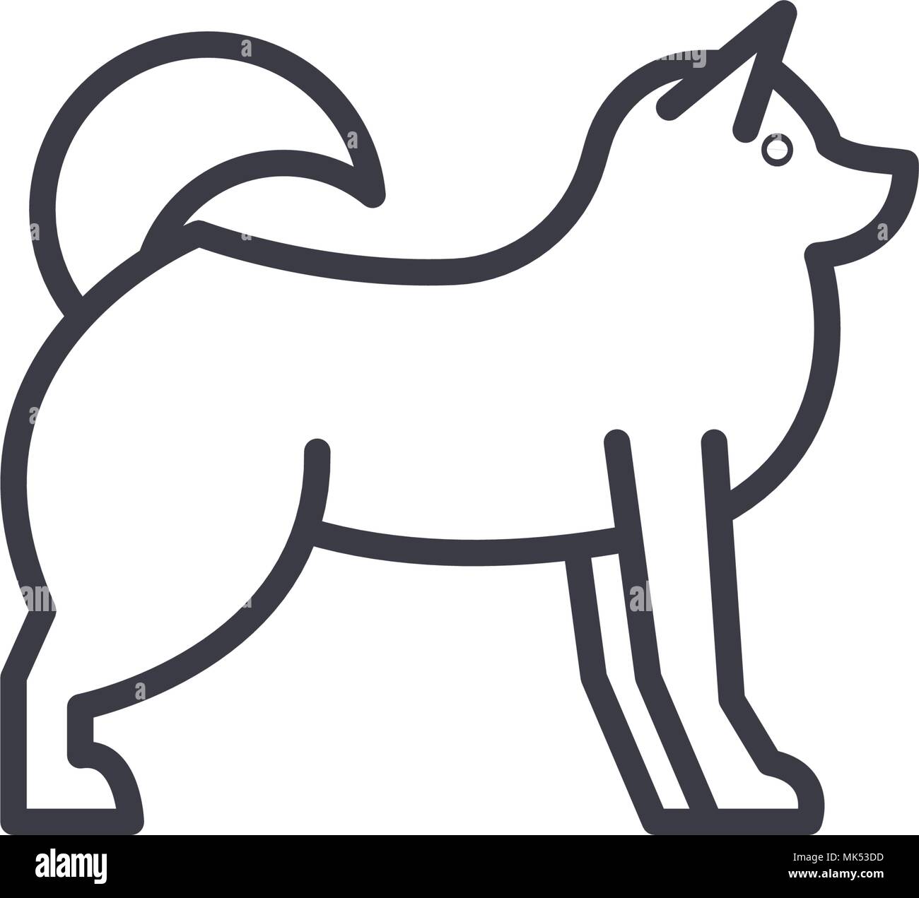 husky vector line icon, sign, illustration on background, editable ...