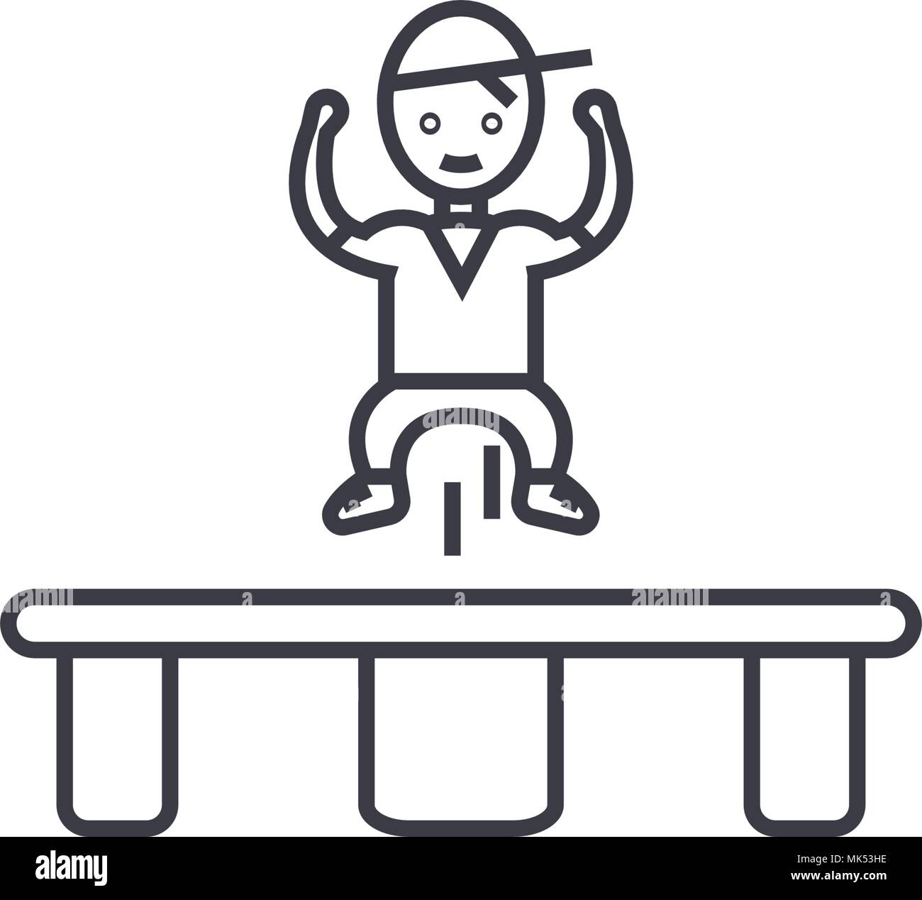 Trampoline child jumping happy Stock Vector Images - Alamy