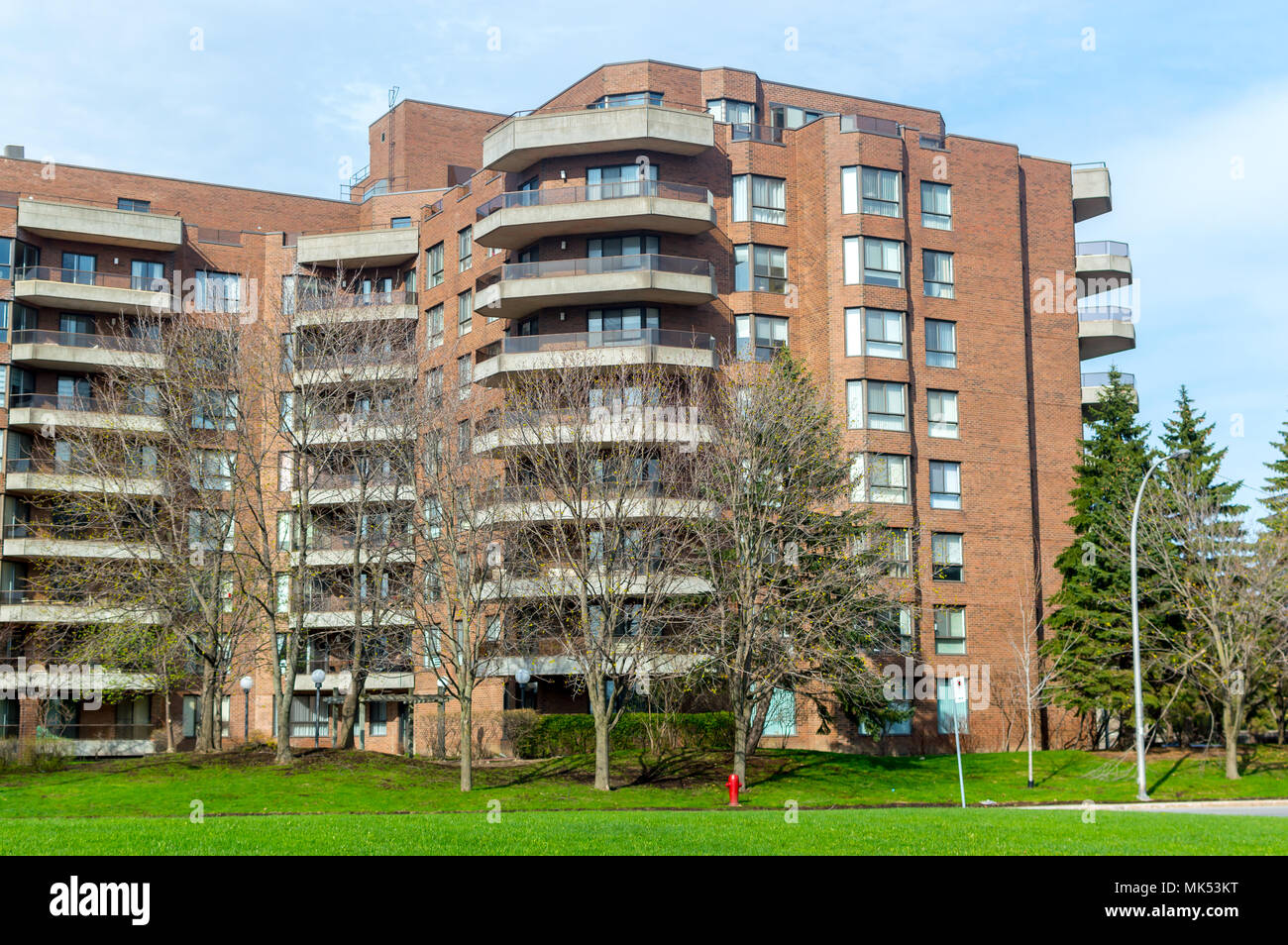 Modern condo buildings with huge windows in Montreal, Canada Stock ...