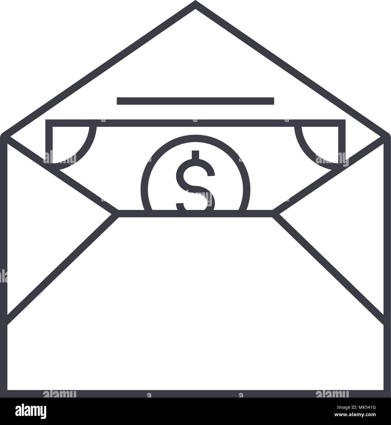 money in an envelope vector line icon, sign, illustration on background ...