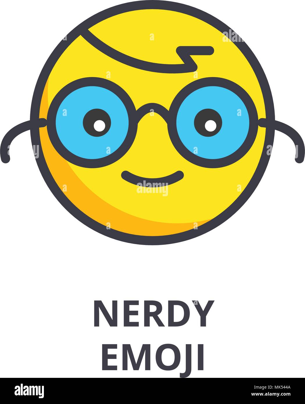 nerdy emoji vector line icon, sign, illustration on background ...