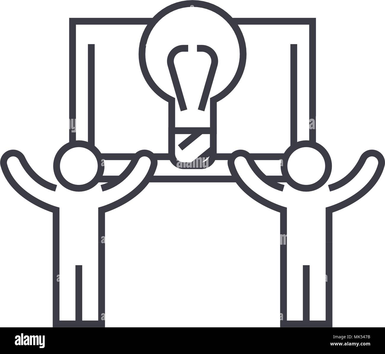 overcome yourself vector line icon, sign, illustration on background ...