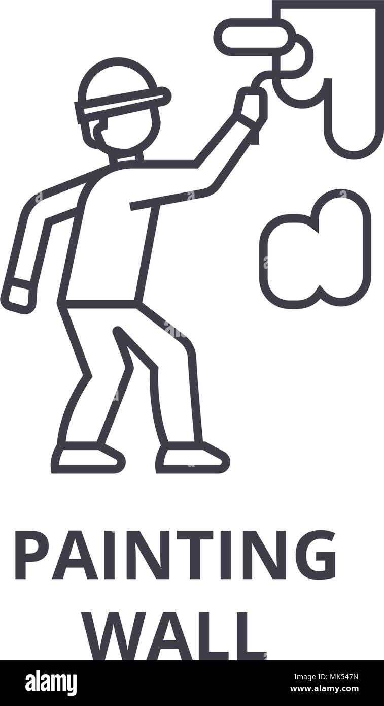 Sign painter on ladder Stock Vector Images - Alamy