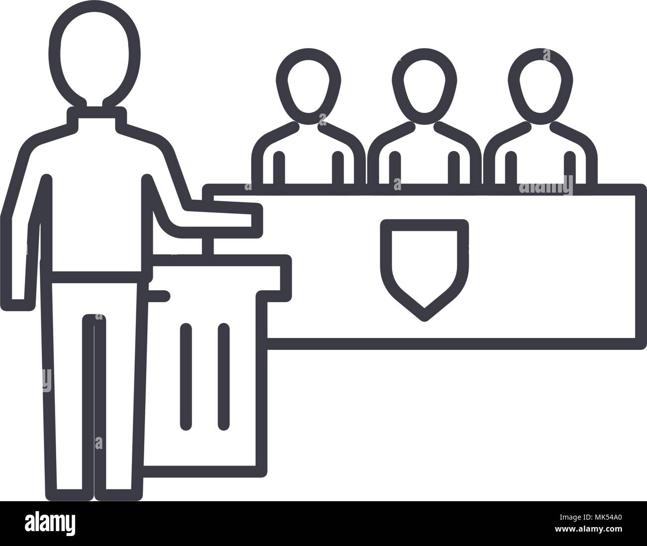 platform speech vector line icon, sign, illustration on background ...