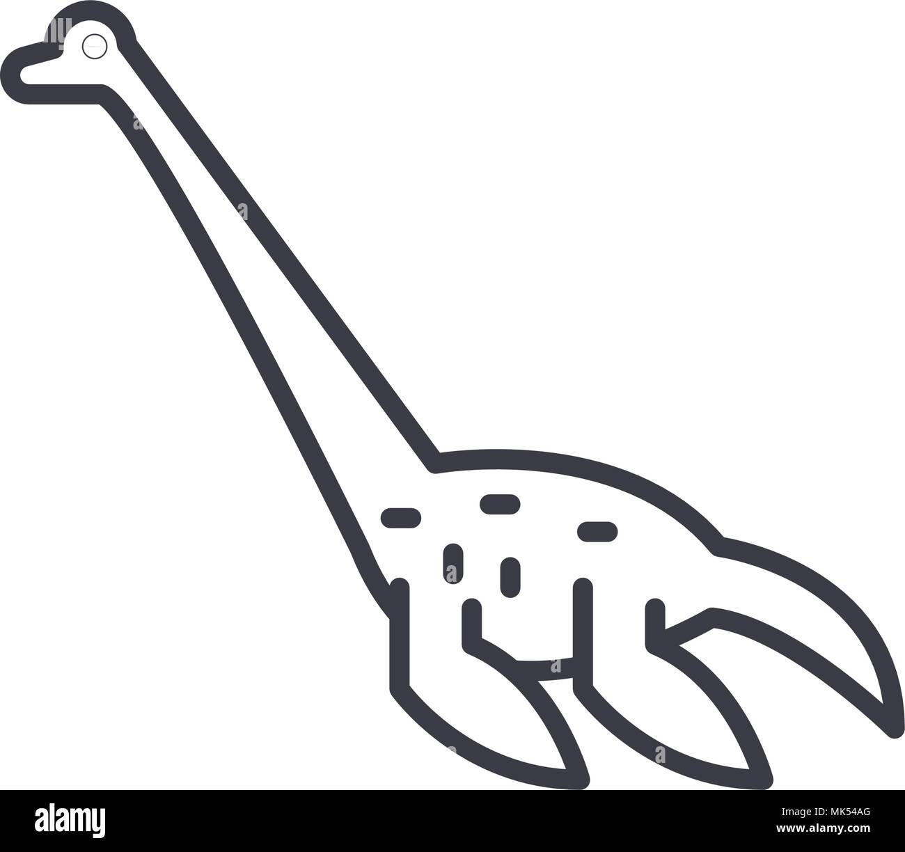 plesiosaurus vector line icon, sign, illustration on background ...