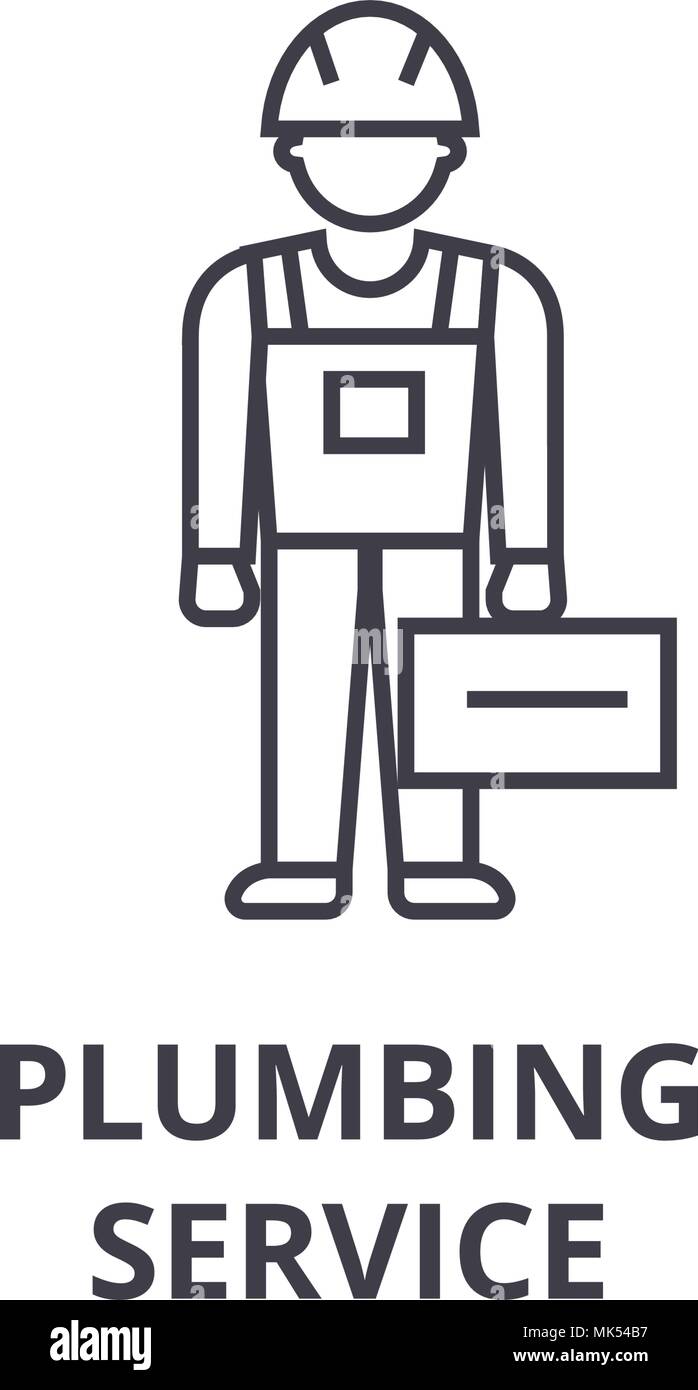 plumbing service vector line icon, sign, illustration on background ...