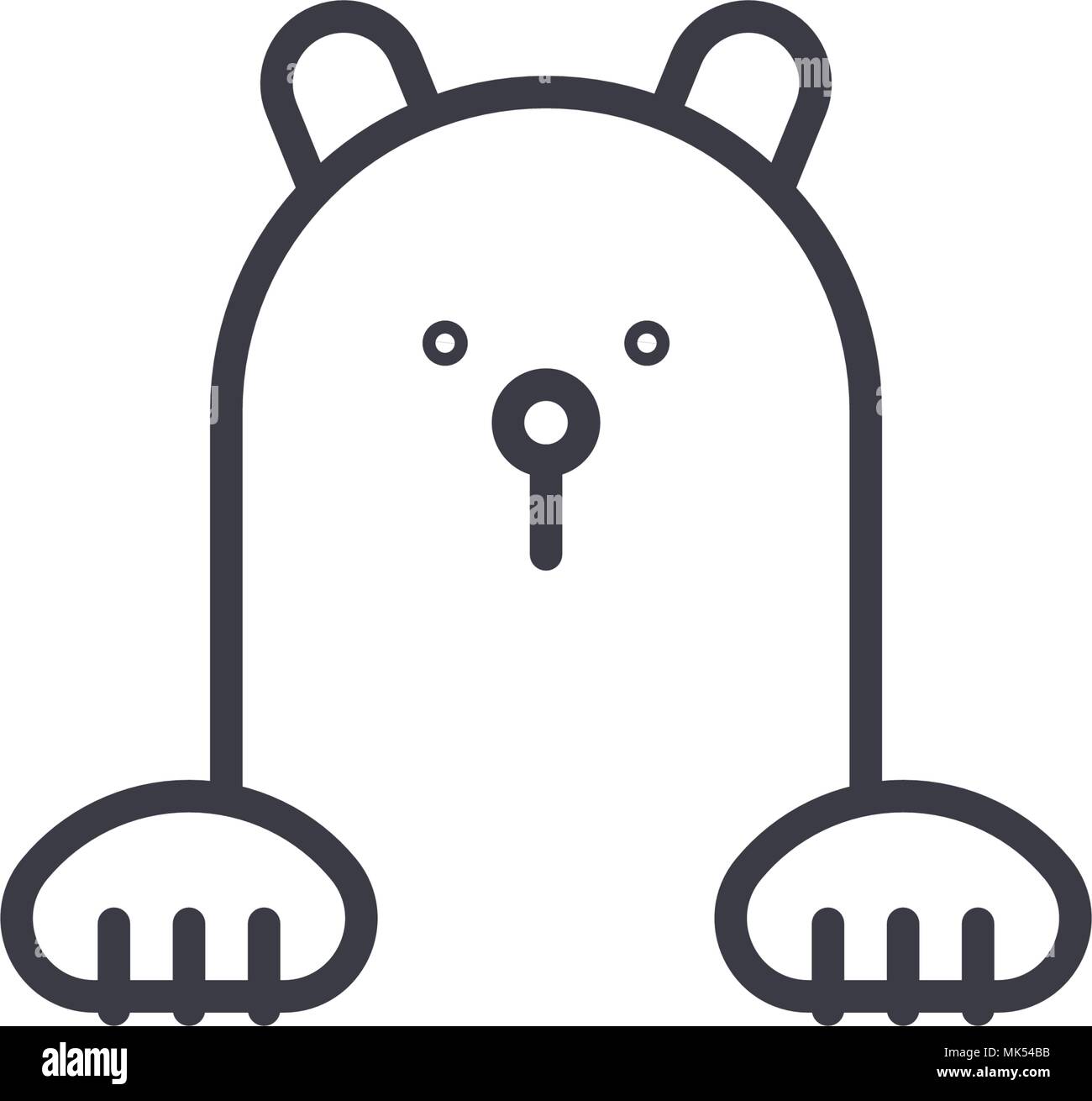 polar bear vector line icon, sign, illustration on background, editable ...