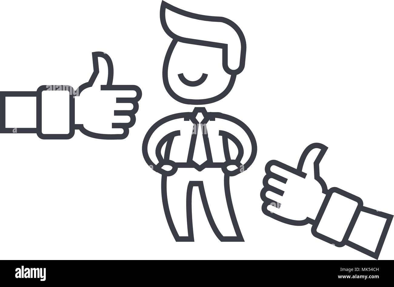 positive feedback vector line icon, sign, illustration on background ...