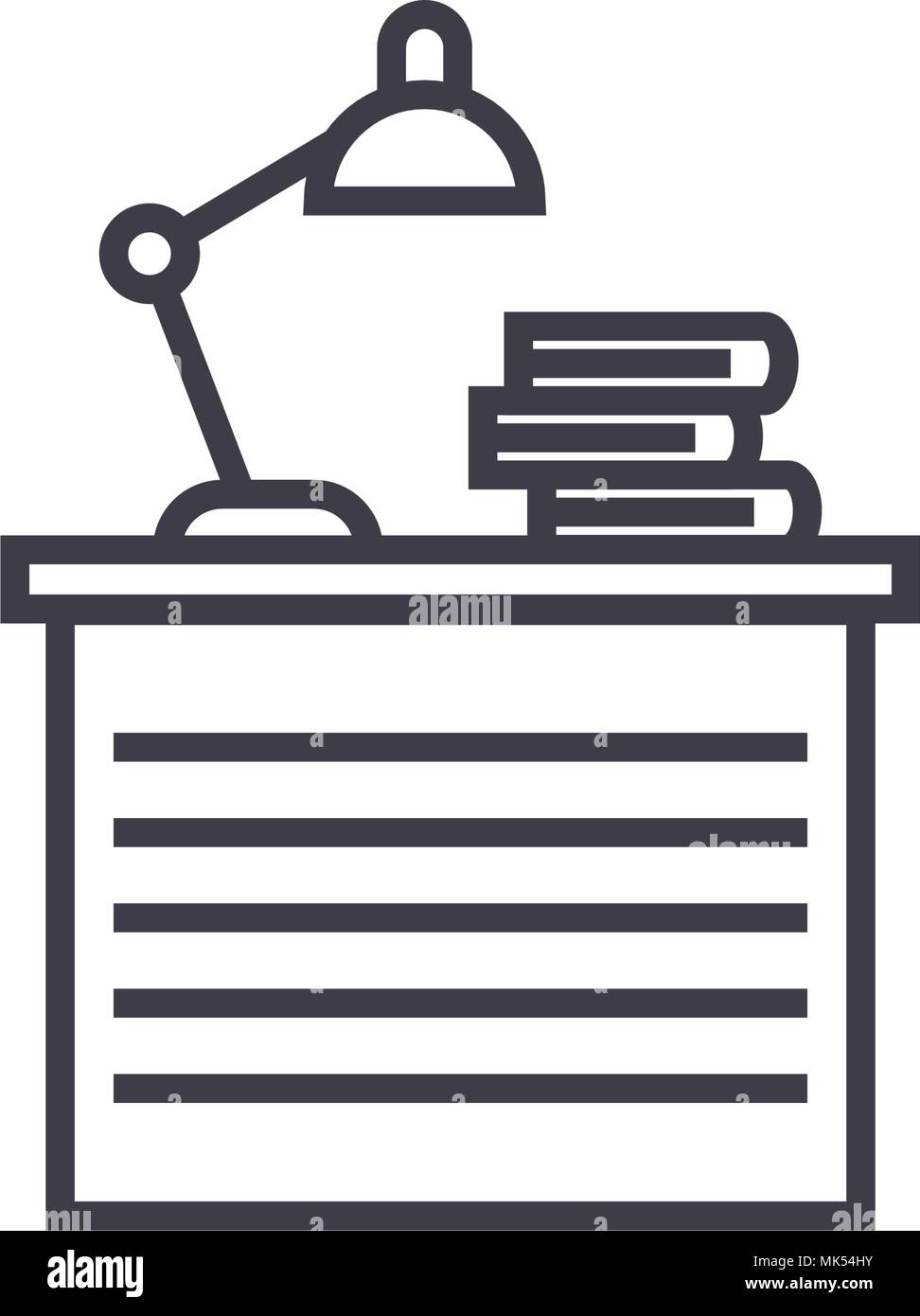 reading desk vector line icon, sign, illustration on background ...