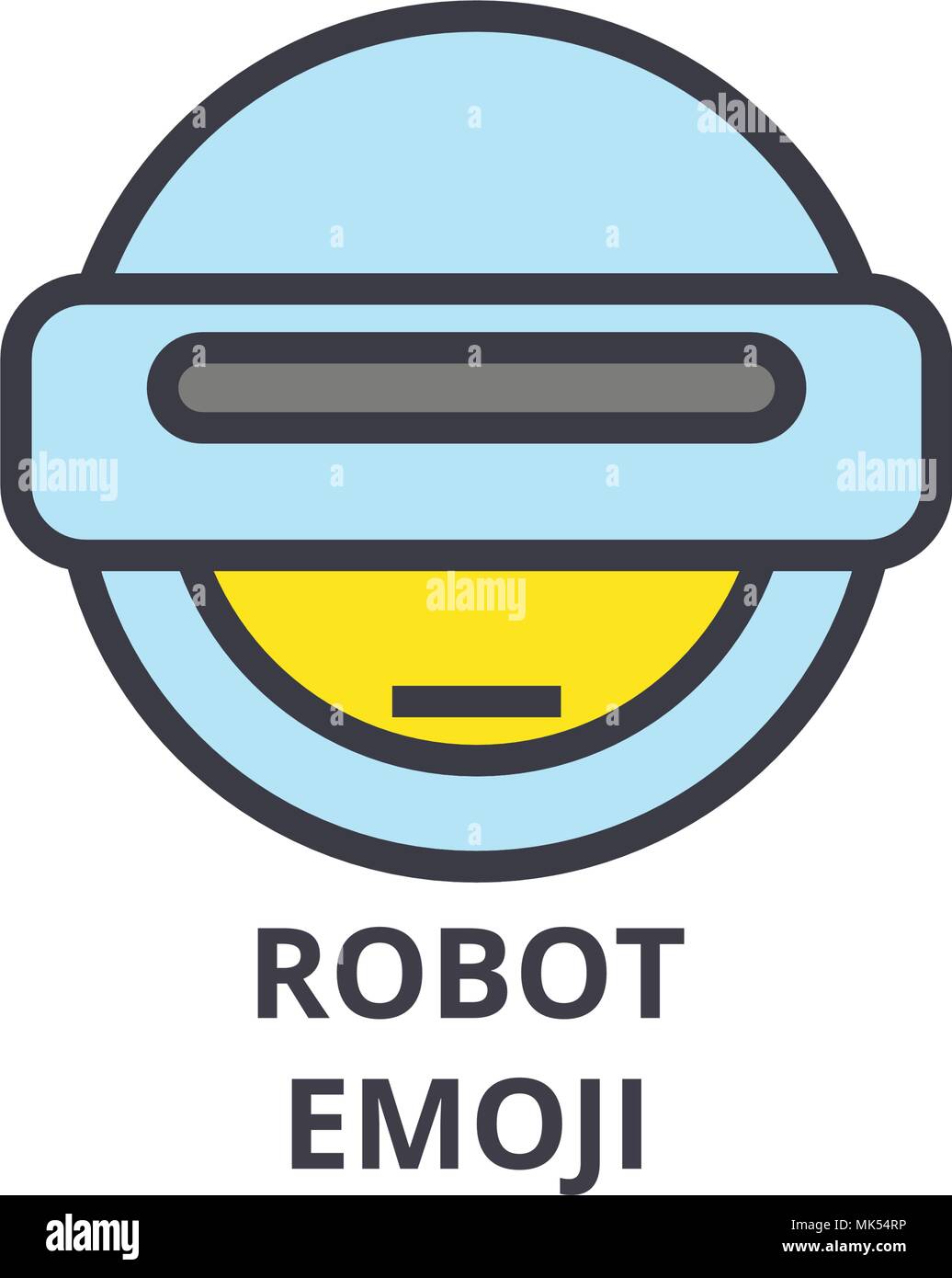 robot emoji vector line icon, sign, illustration on background ...