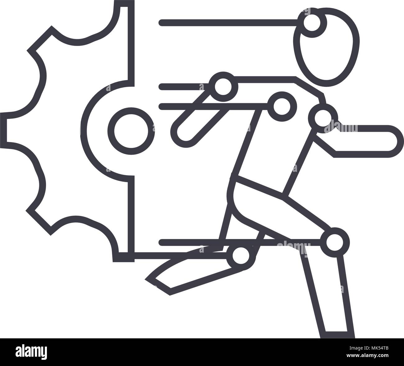 robot technical units vector line icon, sign, illustration on ...