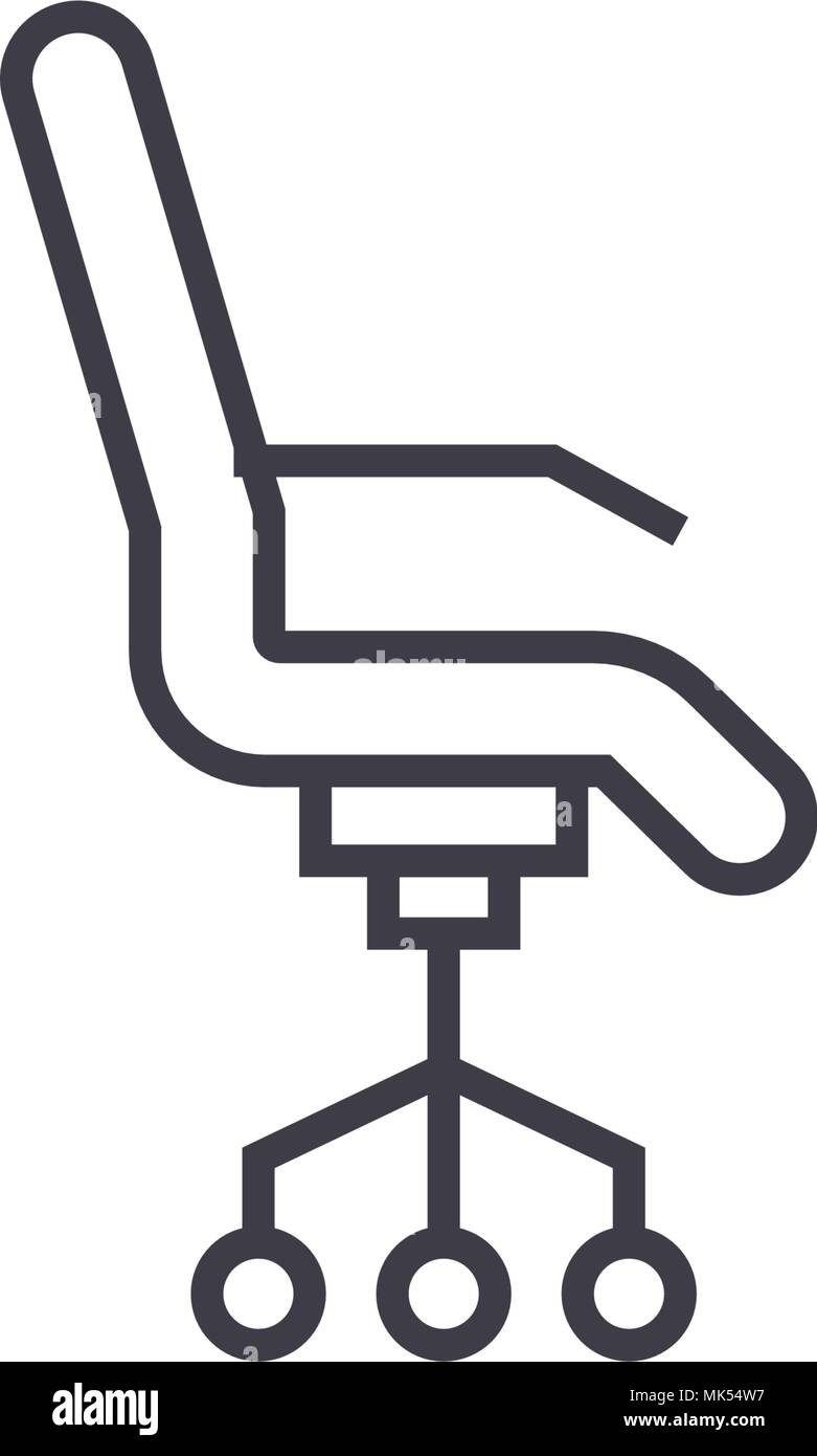 rolling armchair vector line icon, sign, illustration on background ...