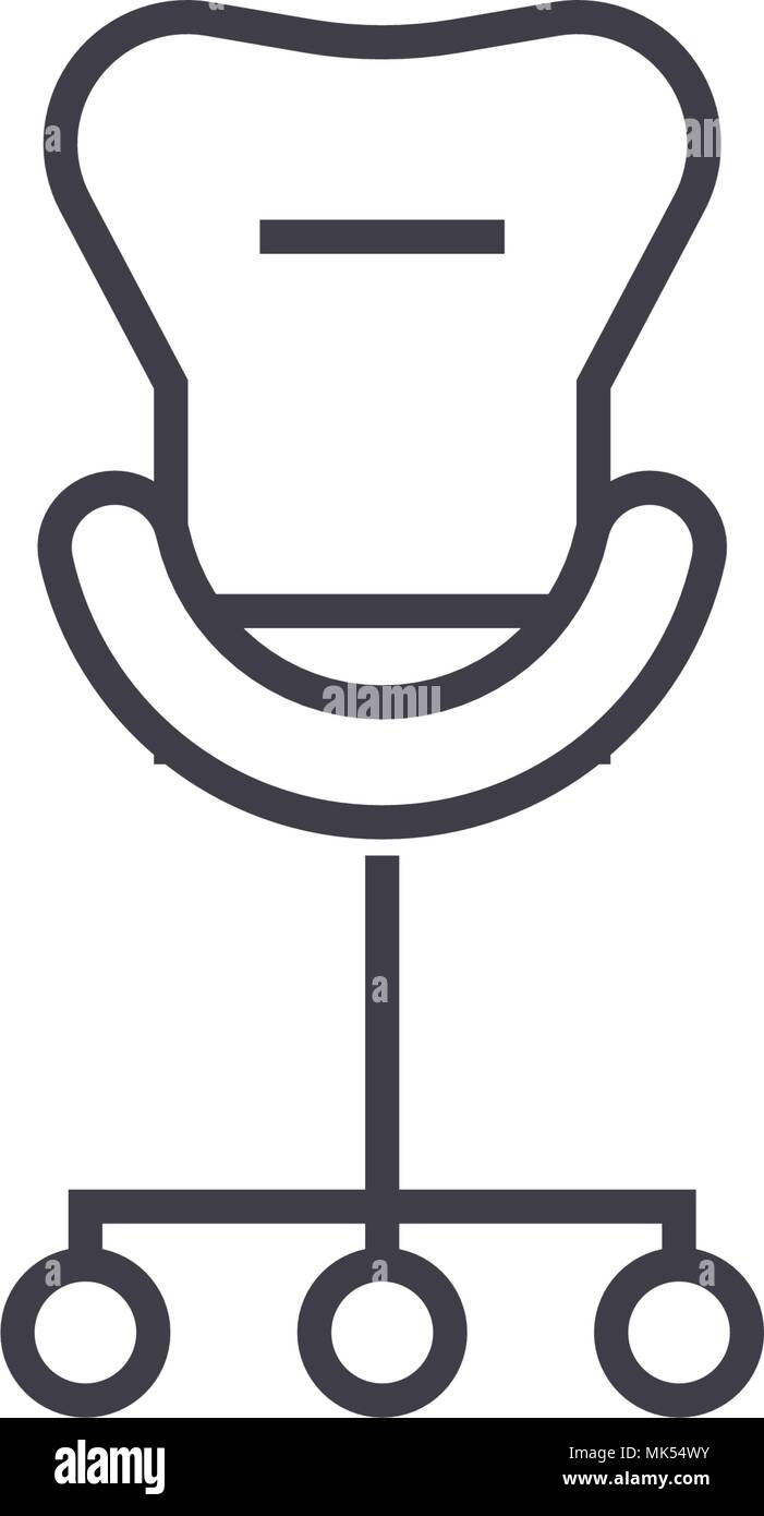rolling chair vector line icon, sign, illustration on background ...