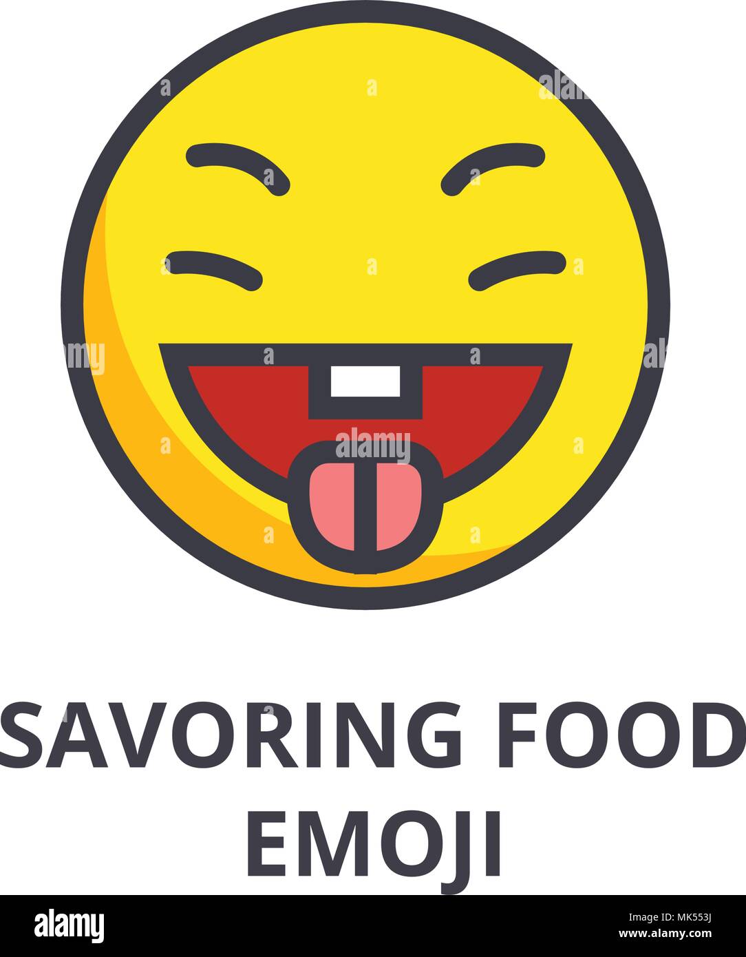 savoring food emoji vector line icon, sign, illustration on background ...
