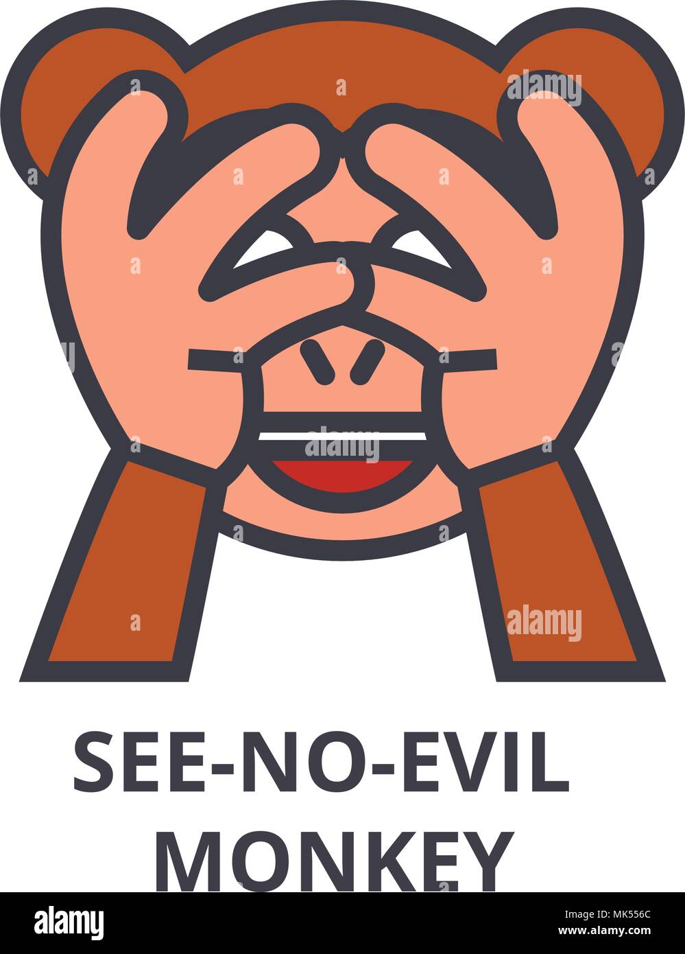 see no evil emoji vector line icon, sign, illustration on background ...