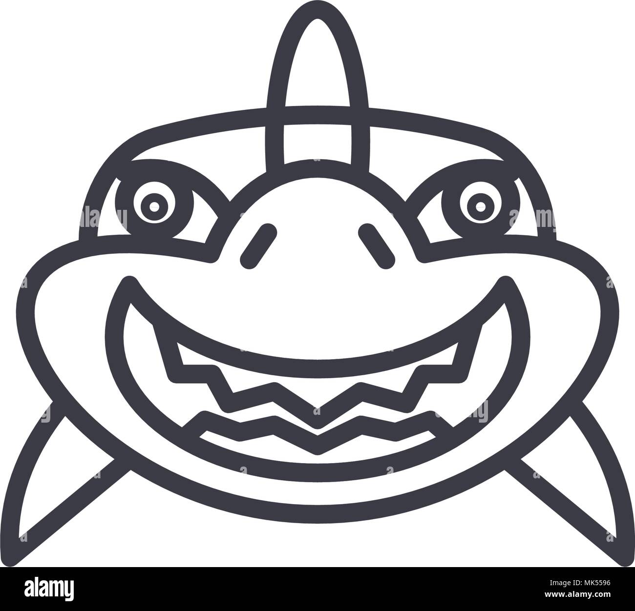shark smile vector line icon, sign, illustration on background ...
