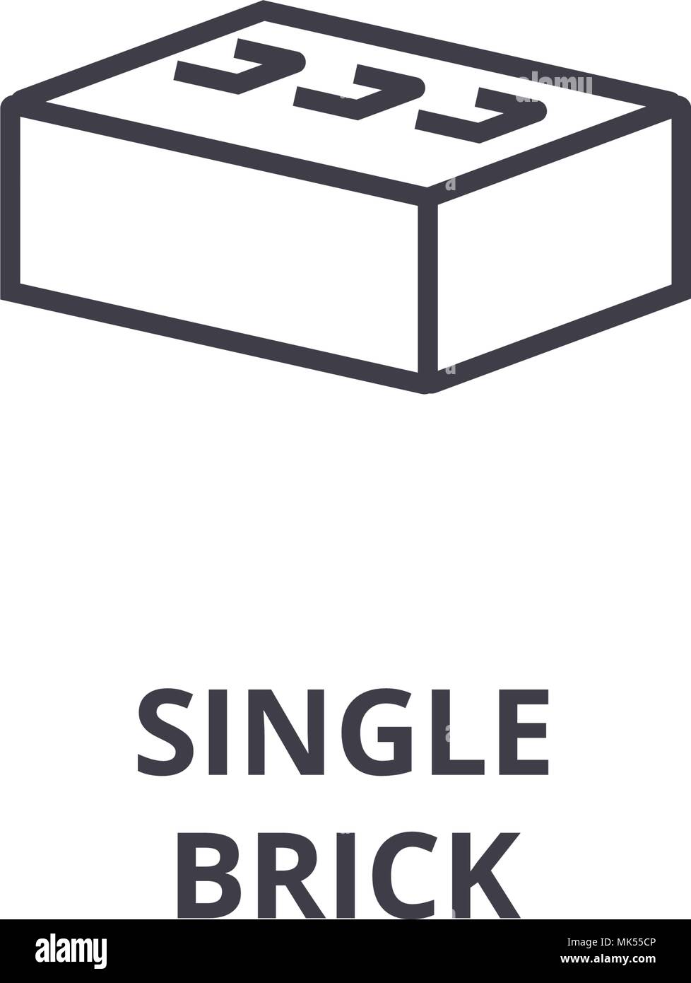 single brick vector line icon, sign, illustration on background ...