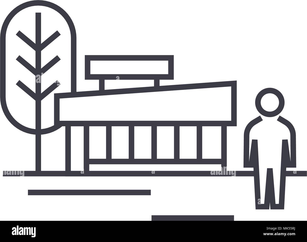 station vector line icon, sign, illustration on background, editable ...