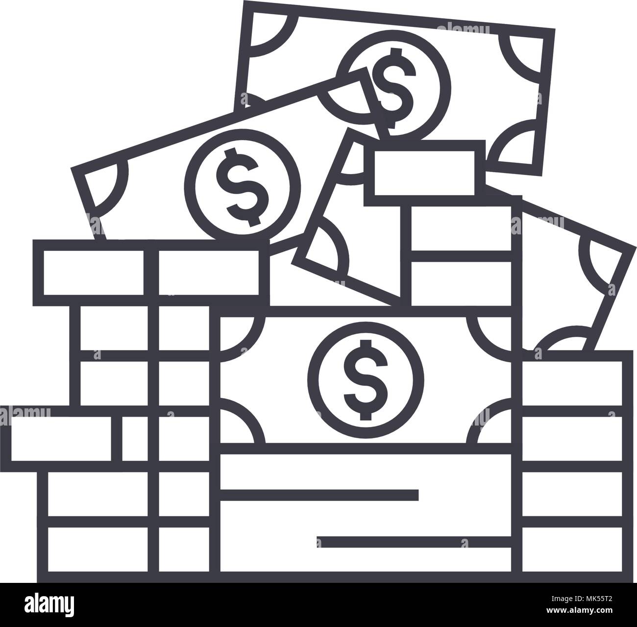 stock of money vector line icon, sign, illustration on background ...