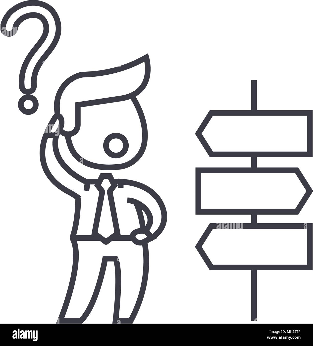 strategic decisions vector line icon, sign, illustration on background ...
