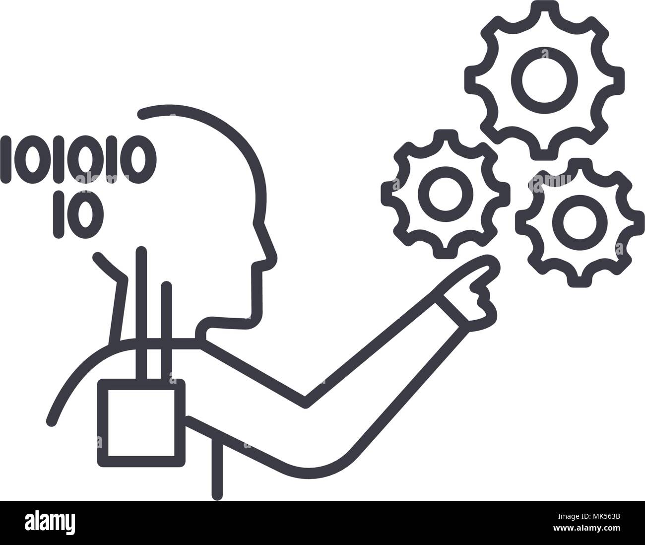 technical process understanding vector line icon, sign, illustration on ...