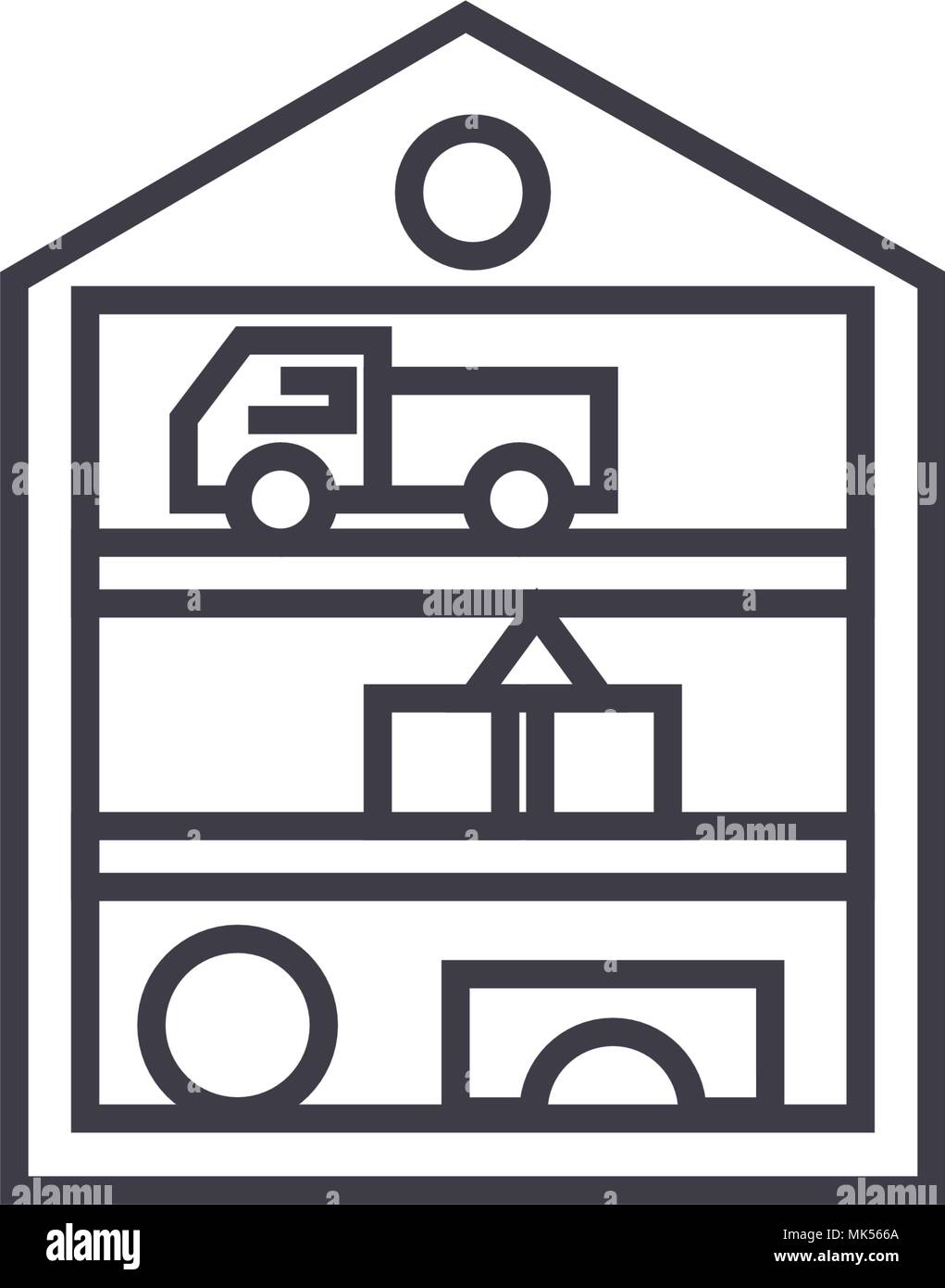 toys closet vector line icon, sign, illustration on background ...