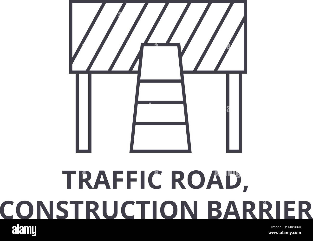 traffic road, construction barrier vector line icon, sign, illustration ...