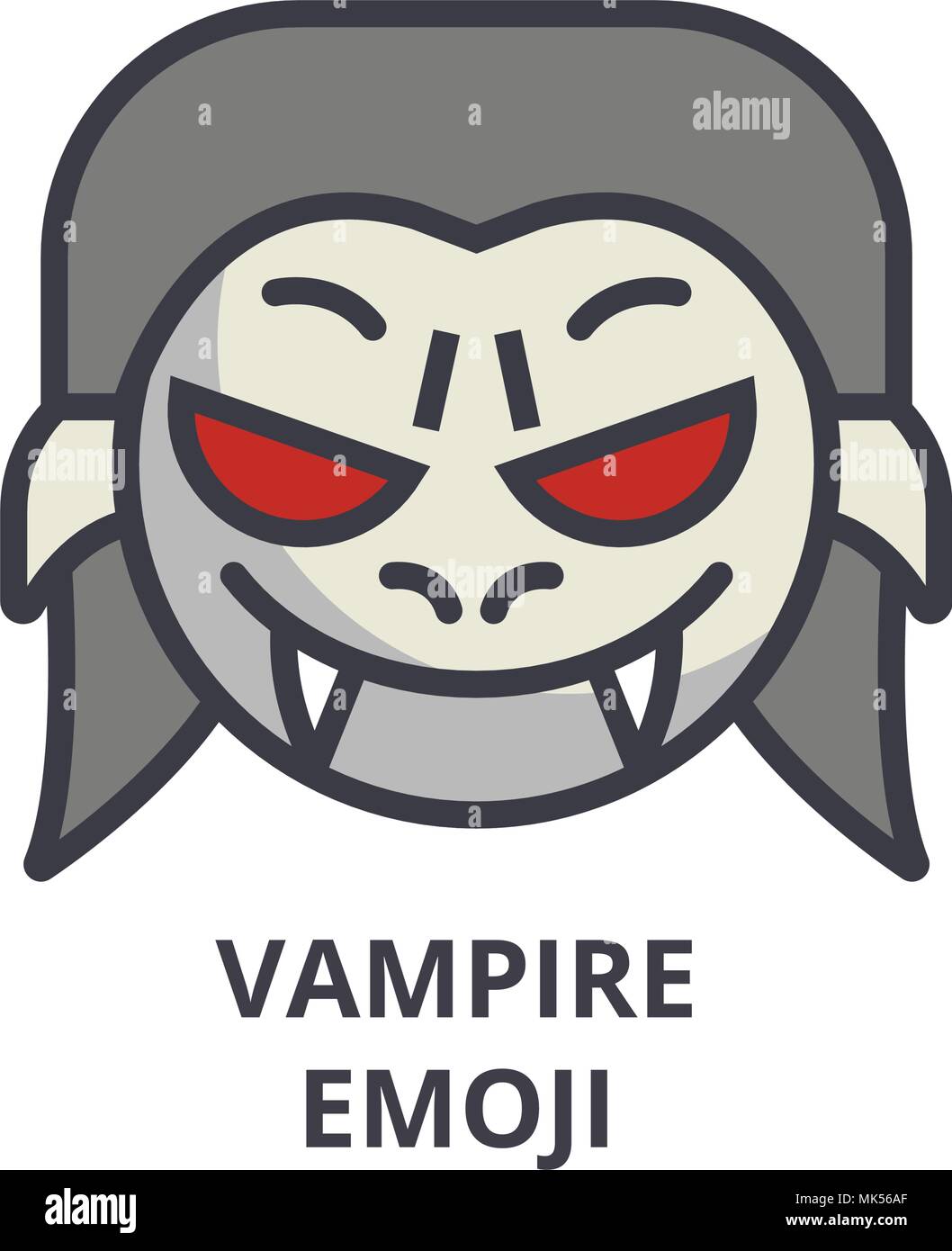 vampire emoji vector line icon, sign, illustration on background ...