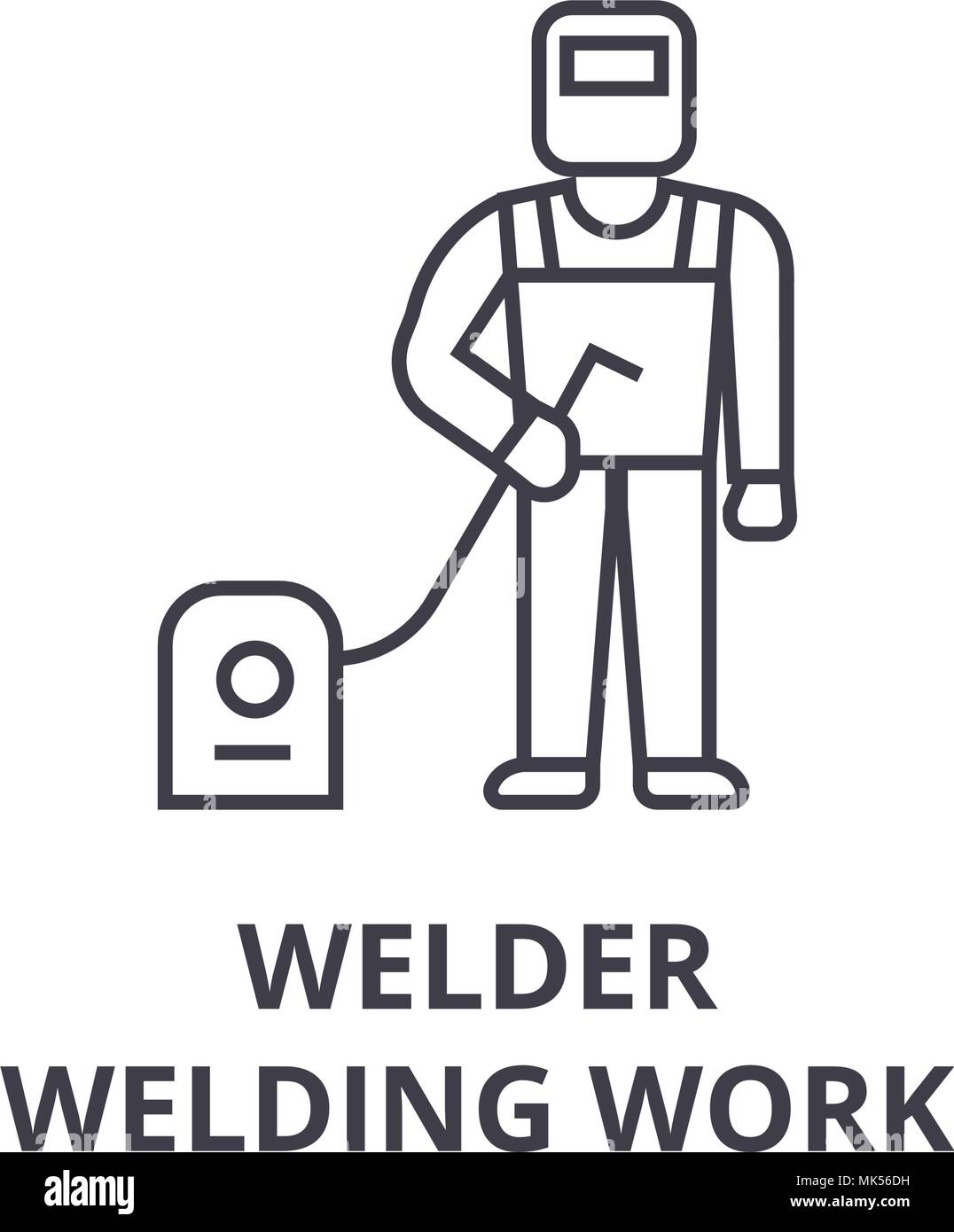 welder, welding work vector line icon, sign, illustration on background ...