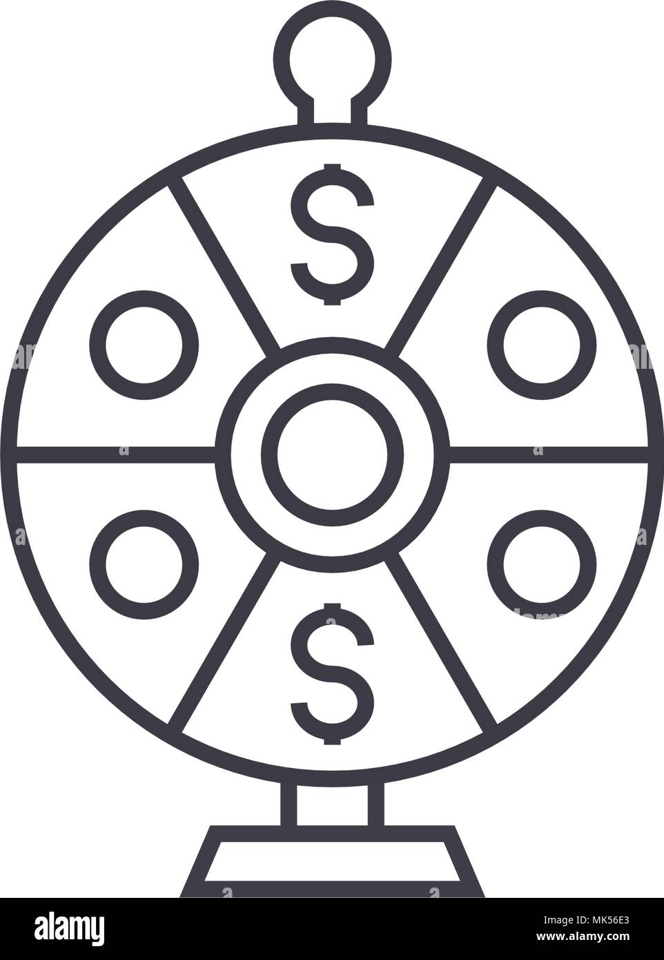 wheel of luck vector line icon, sign, illustration on background ...