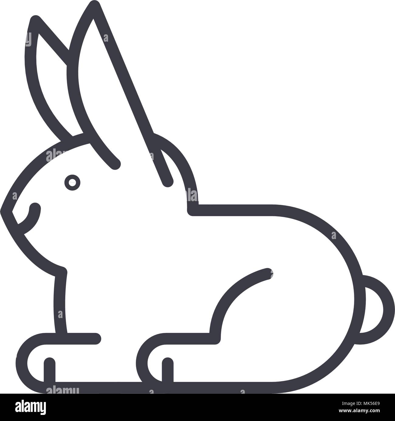 white rabbit vector line icon, sign, illustration on background ...