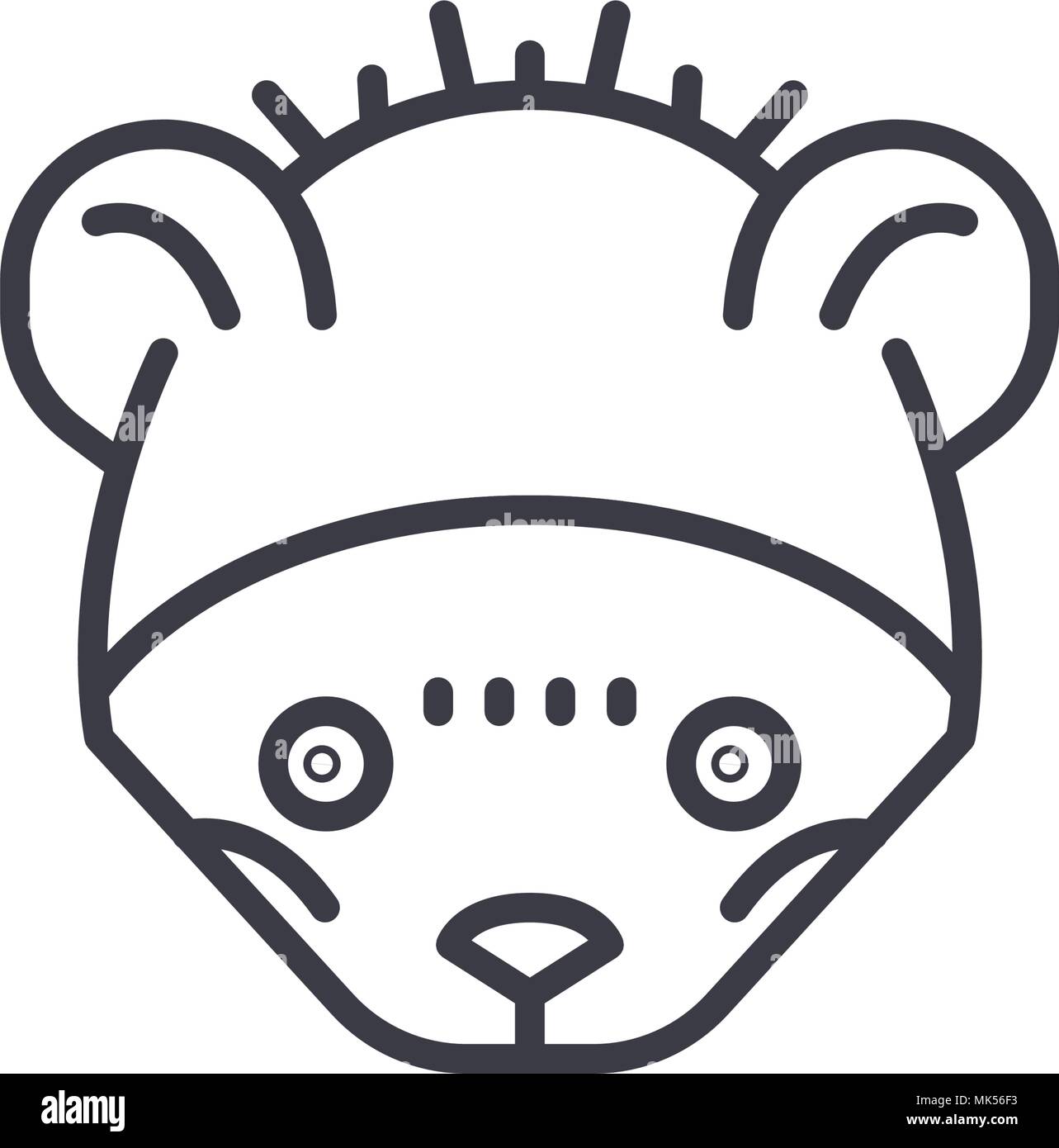 wild mouse head vector line icon, sign, illustration on background ...