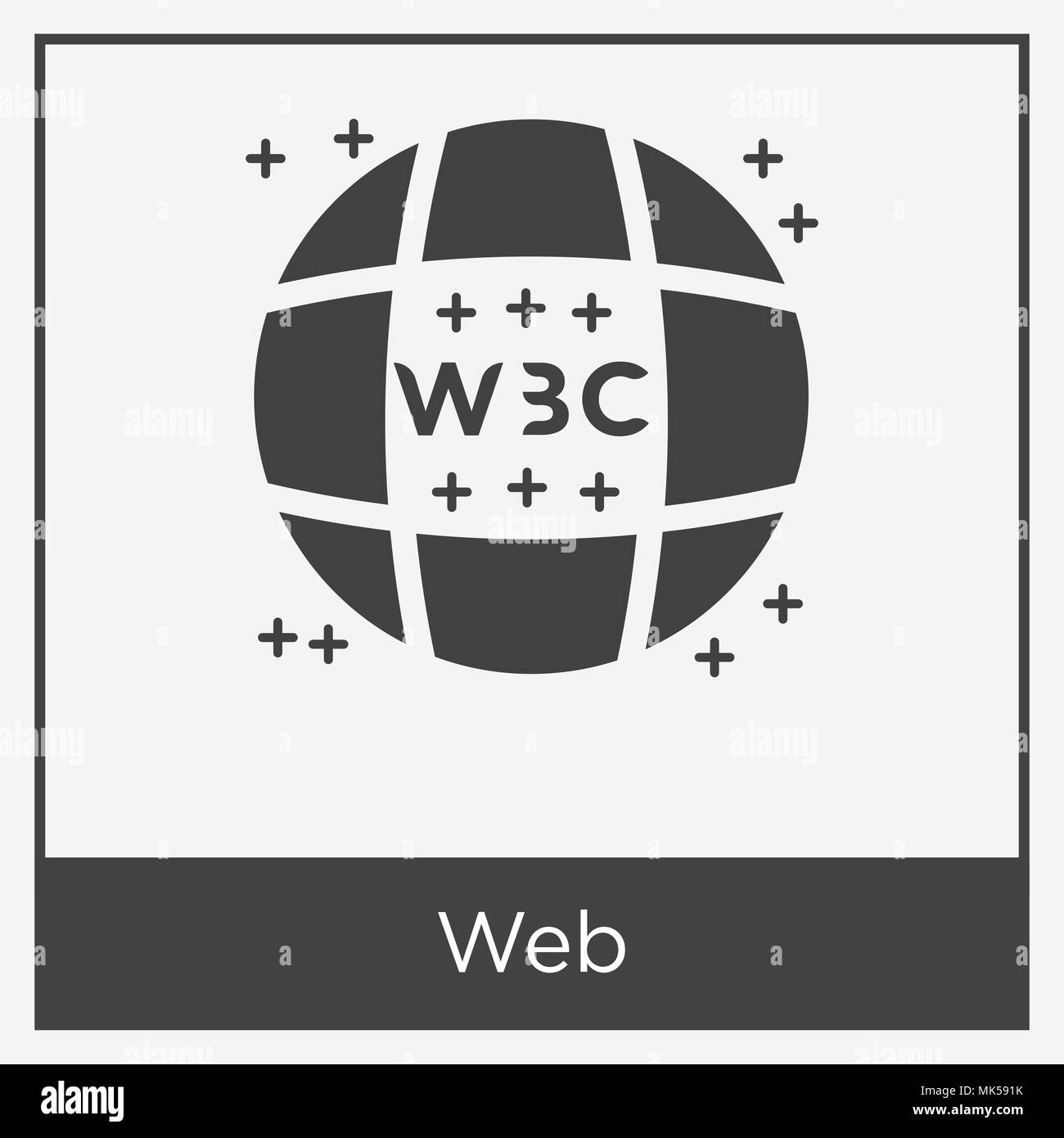 Web icon isolated on white background with gray frame, sign and symbol ...