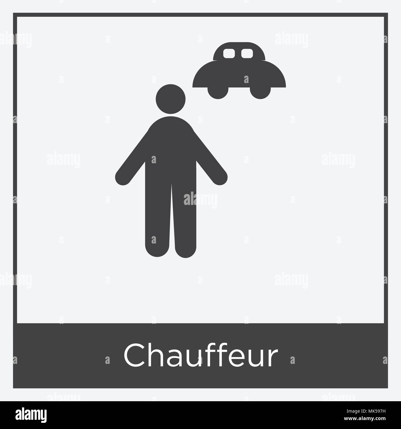 Chauffeur icon isolated on white background with gray frame, sign and ...