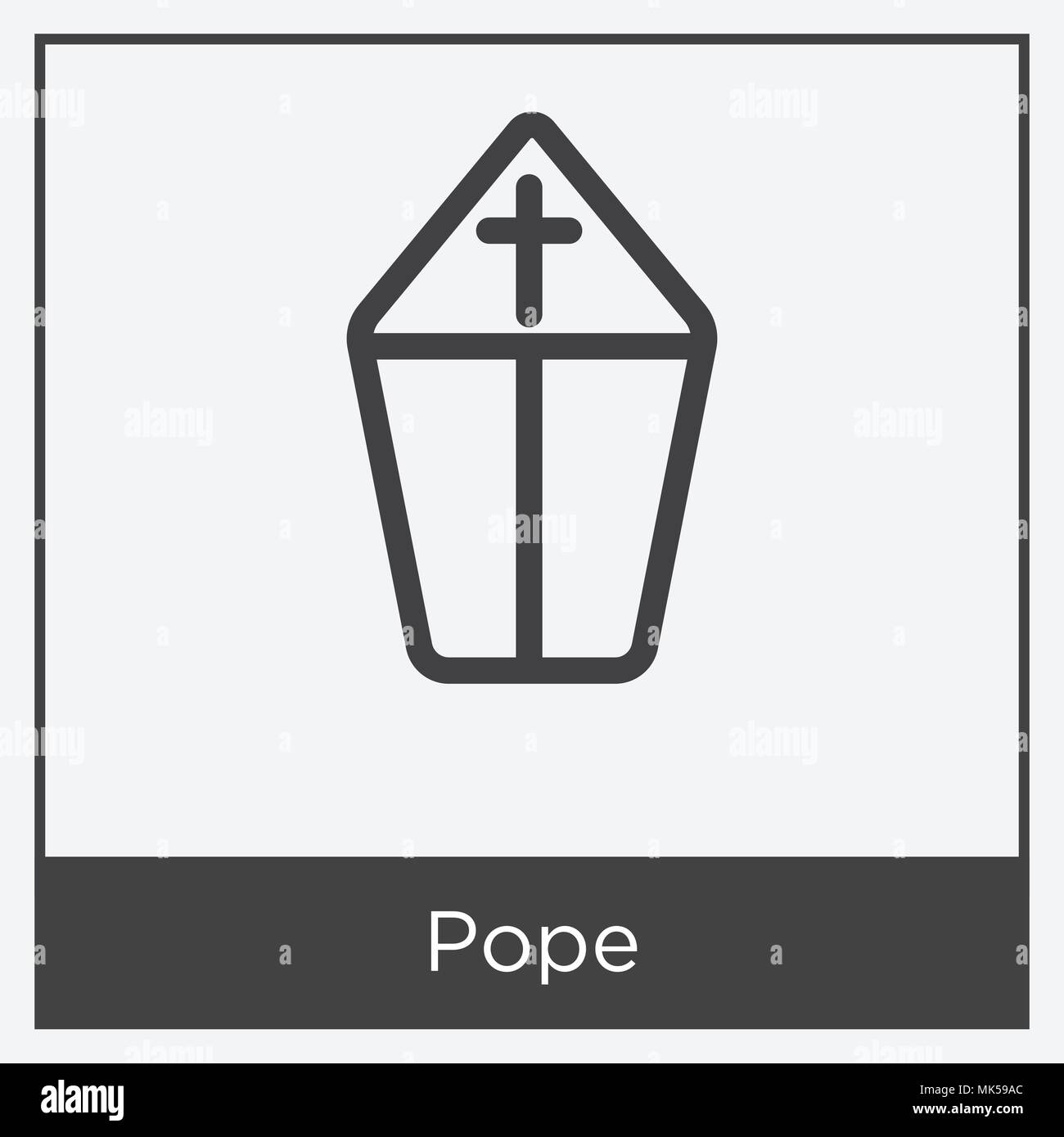 Pope icon isolated on white background with gray frame, sign and symbol ...