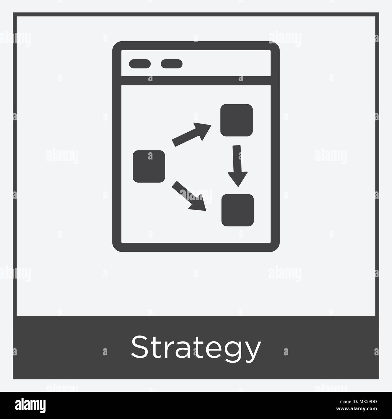 Strategy icon isolated on white background with gray frame, sign and ...