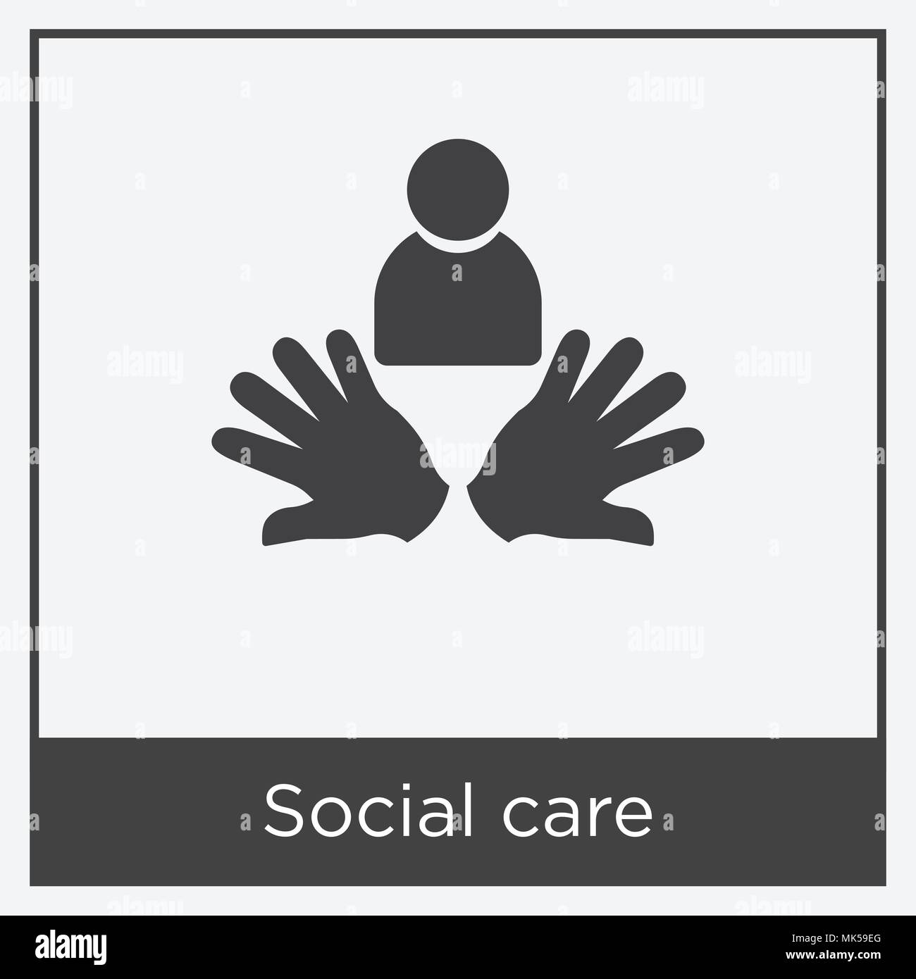 Social care icon isolated on white background with gray frame, sign and ...